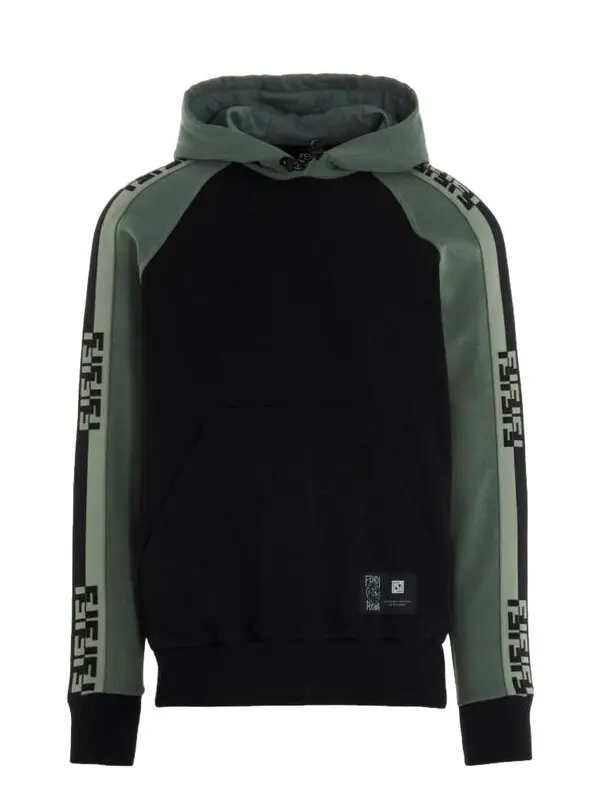 Fendi Ff Stripe Panelled Hoodie - Black