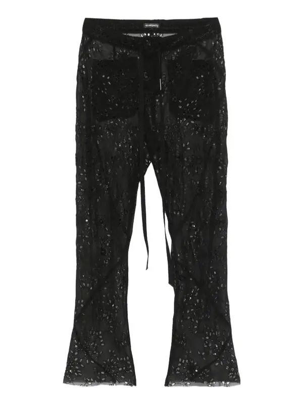 ANN DEMEULEMEESTER Lace Trousers With Self-tie Belt - Black