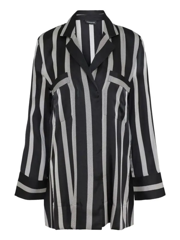 ANINE BING Striped Shirt - Black