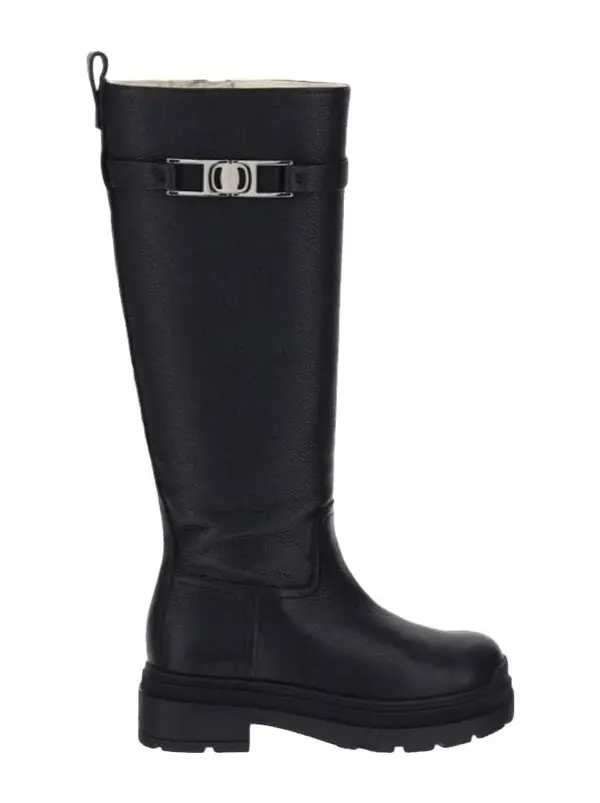 FERRAGAMO Vara Chain Knee-high Boots - Black