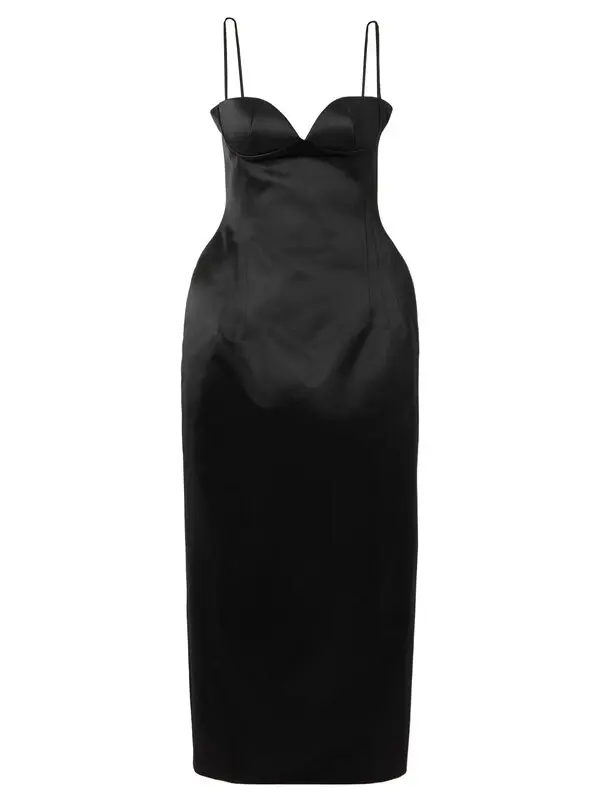 Magda Butrym Sweetheart Neckline Silk Hourglass Midi Dress - Black
