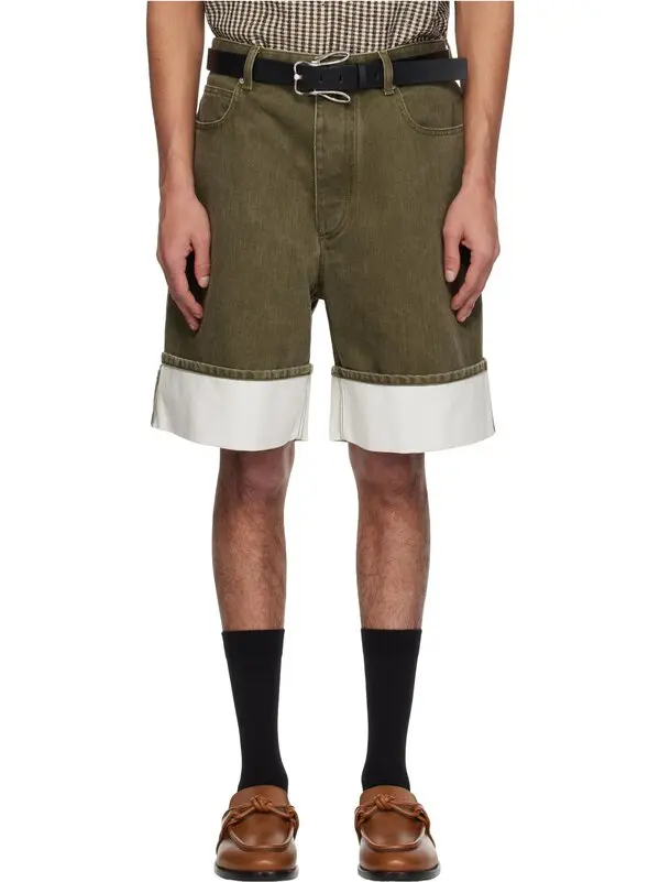 Bottega Veneta Stone Washed Denim Shorts - Caper Stone Washed