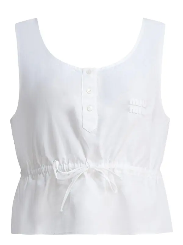 Miu Miu Sleeveless U-neck Button-front Drawstring Top - No
