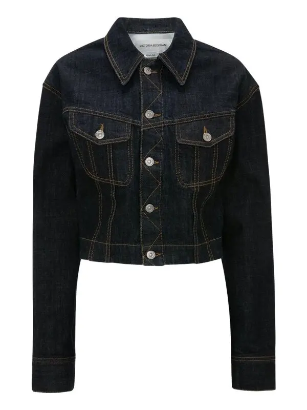 Victoria Beckham Button-fastening Denim Jacket - Navy Blue