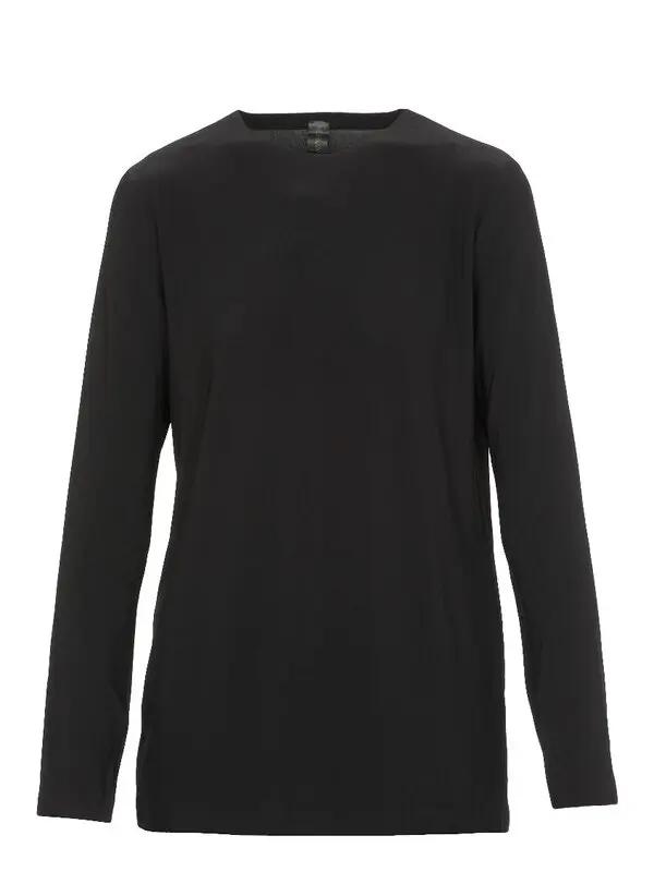 Norma Kamali Long Sleeve Round Neck Top - Black