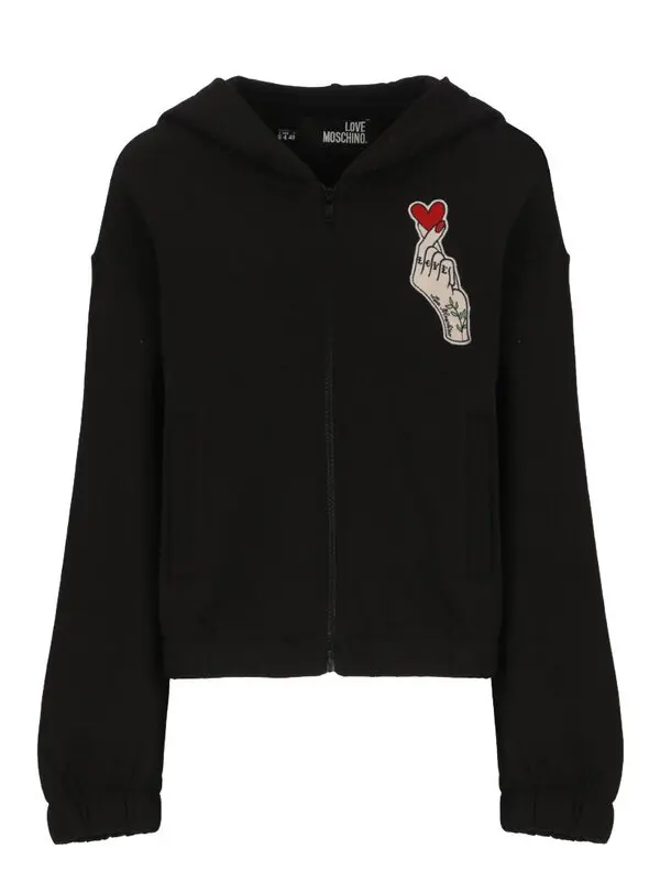 Moschino Zip-up Hooded Jacket - Black