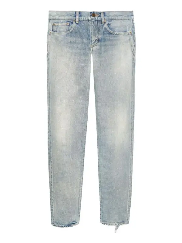 Saint Laurent Button Detailed Skinny Jeans - Blue