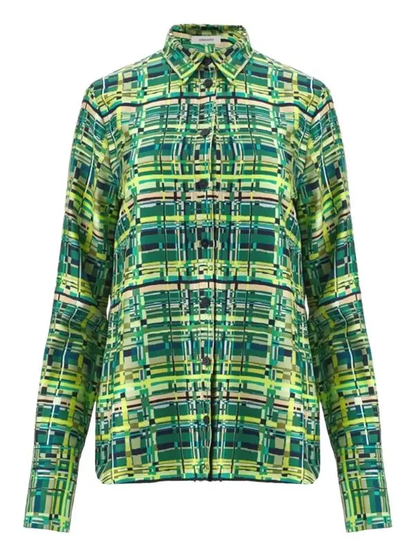 FERRAGAMO Checked Satin Shirt - Green
