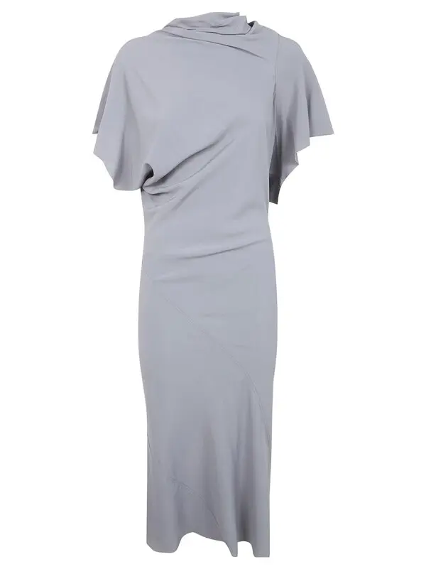 Rick Owens Draped Midi Dress With Short Sleeves And Drop Neckline - Euca