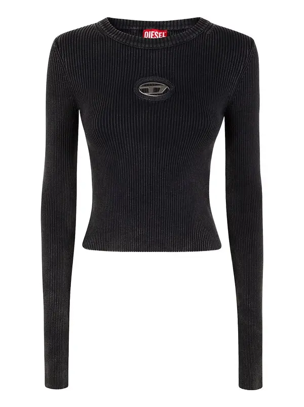 DIESEL® Logo Plaque Crew Neck Top - Black