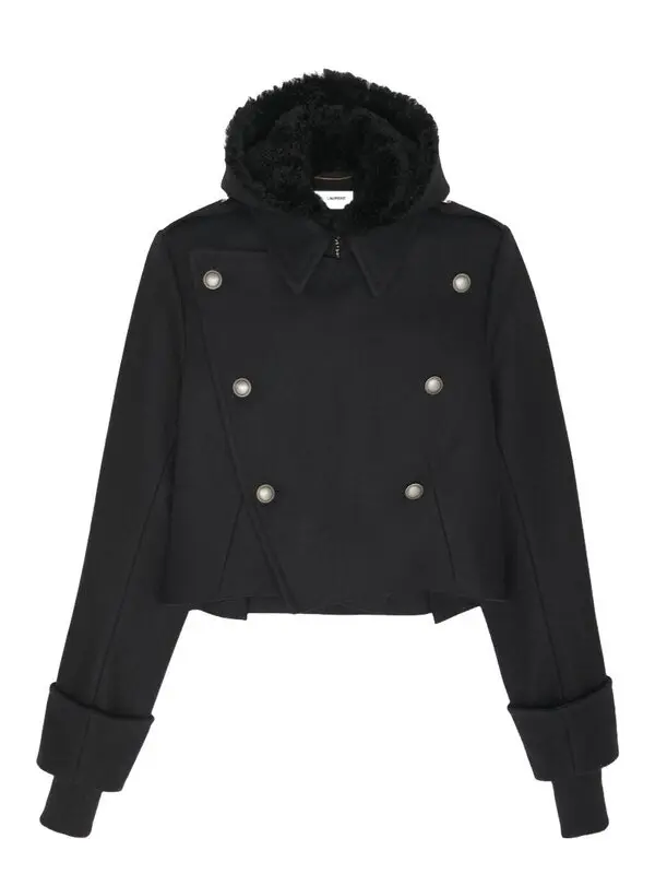 Saint Laurent Military Coat In Wool Felt And Shearling - Black