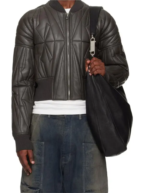 Moncler Quilted Leather Zip-up Jacket - Black