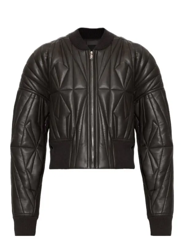 Moncler Quilted Leather Zip-up Jacket - Black