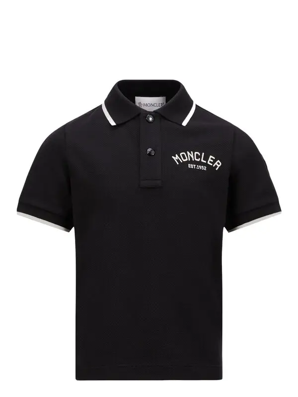 Moncler Logo-embroidered Short-sleeved Polo Shirt - Black