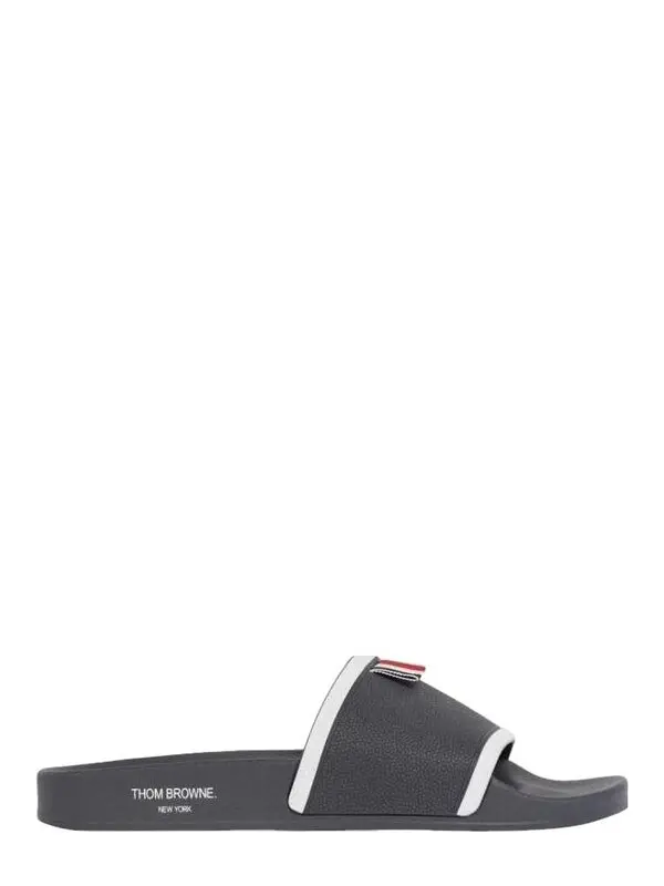Thom Browne Striped Rubber Pool Slides - Dark Gray