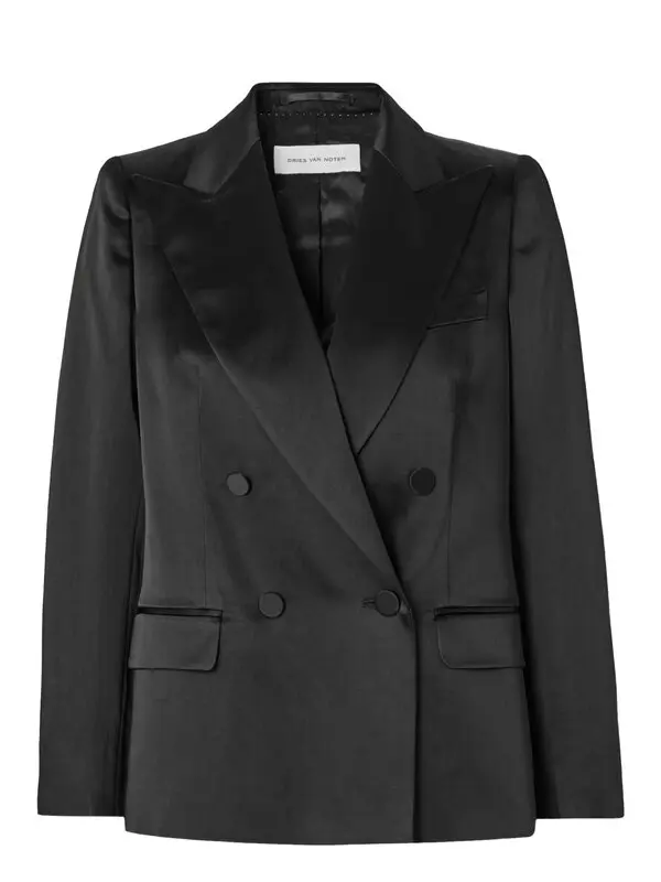 Dries Van Noten Double-breasted Peak Lapel Blazer - Black