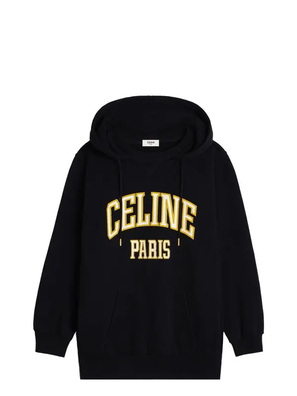 Celine Oversized Hoodie In Cotton Fleece - Black