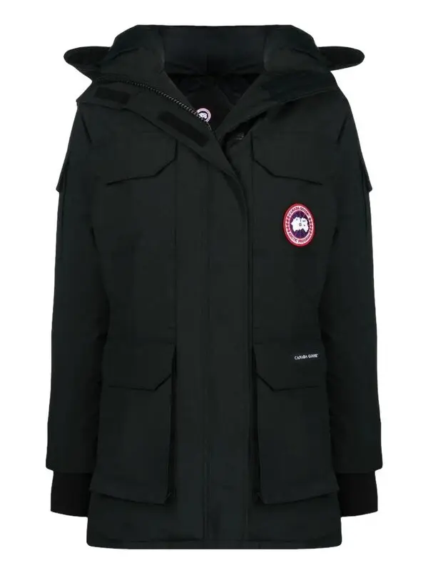 Canada Goose Hooded Down Parka With Logo Patch - Black