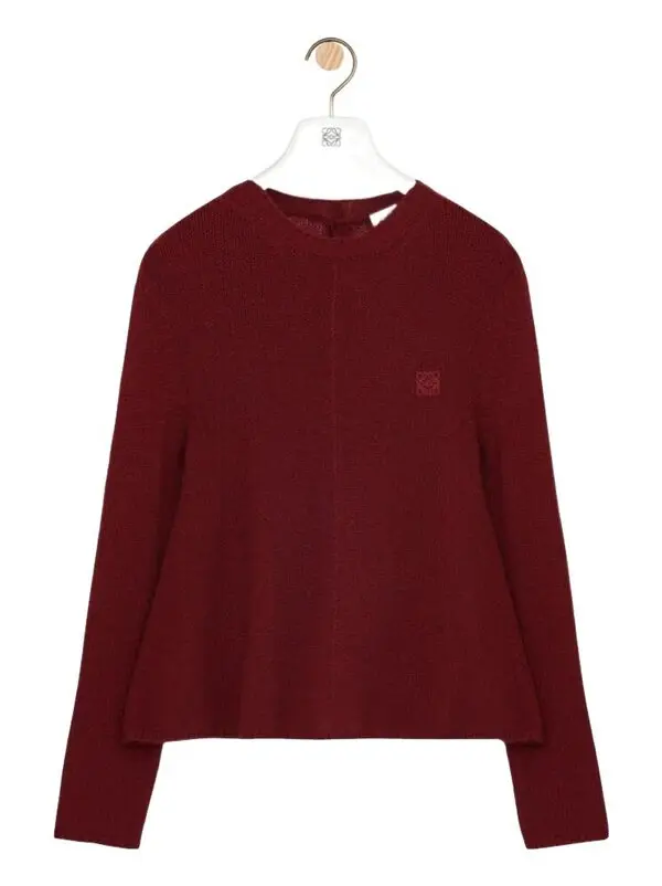 Loewe Long-sleeved Knitwear With Embroidered Lettering - Burgundy