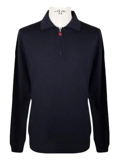 Kiton Long-sleeved Zippered Knit Polo Shirt - Black