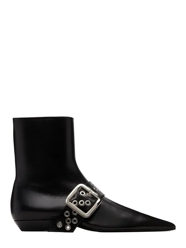 JIL SANDER Pointed Toe Ankle Boots With Buckle Detail - Black