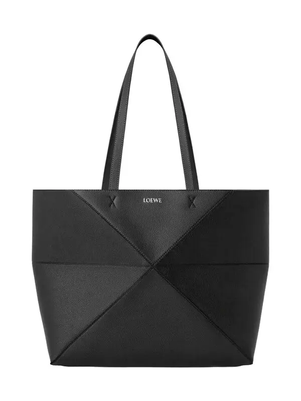 Loewe Medium Horizontal Puzzle Fold Tote Bag - Black