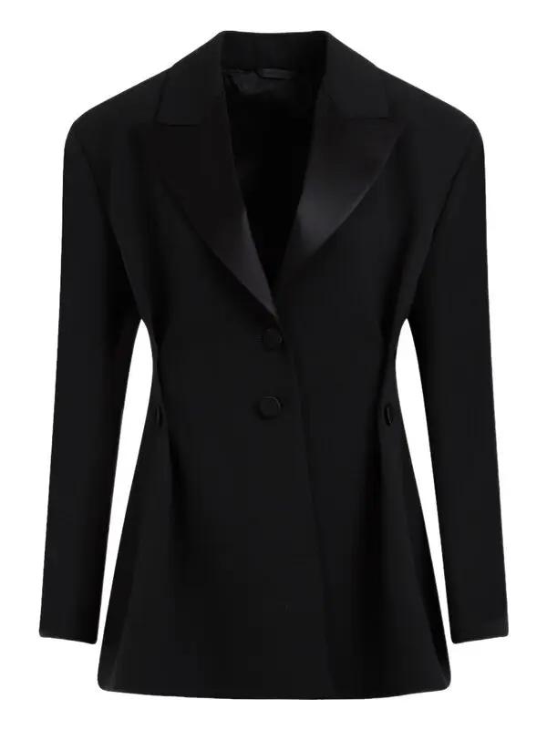 Givenchy Collared Blazer With Satin Lapels - Black