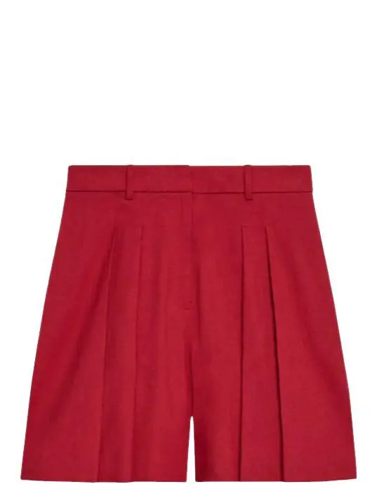 Theory Pleated Front Wide Leg Shorts - Cherry