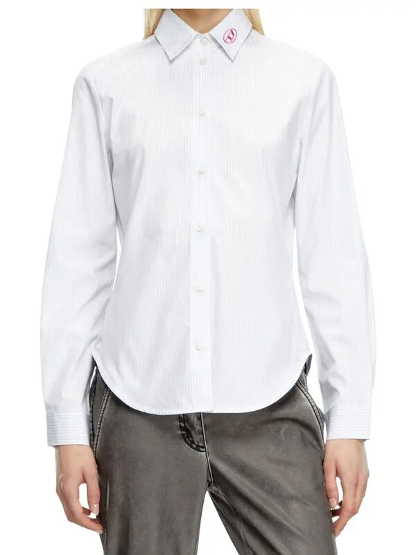 DIESEL® Striped Shirt With Embroidered Oval D Logo - White