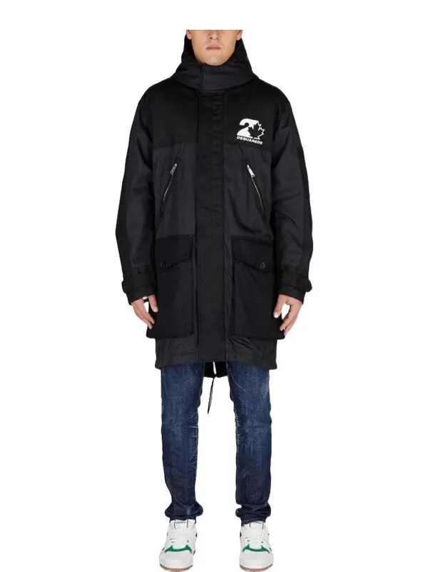 Dsquared2 D2 Leaf Hooded Parka - Black