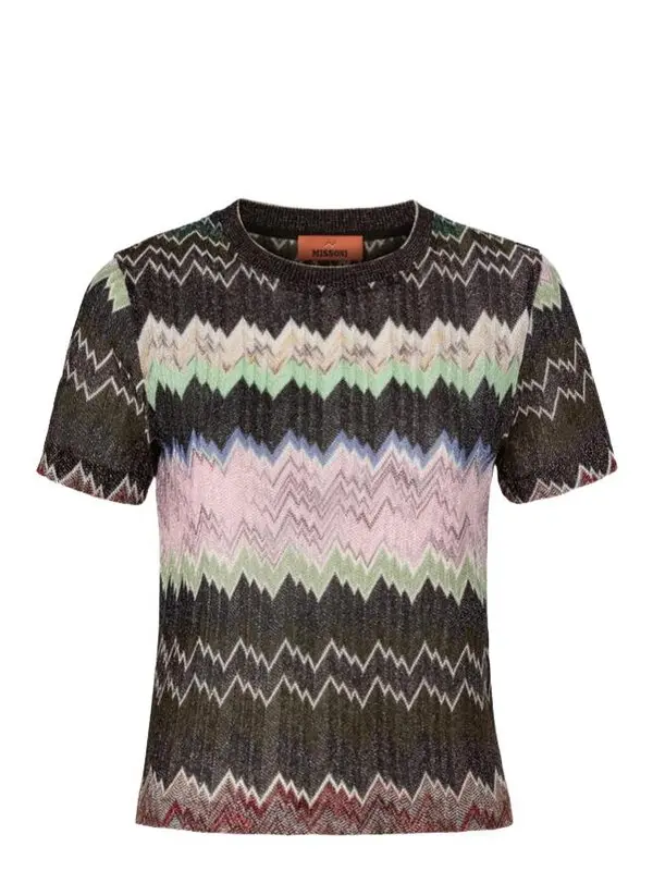 Missoni Lamé Crewneck T-shirt - Greenish-brown