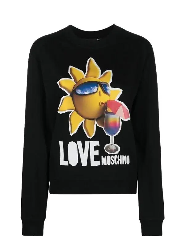 Moschino Graphic Print Cotton Sweatshirt - Black