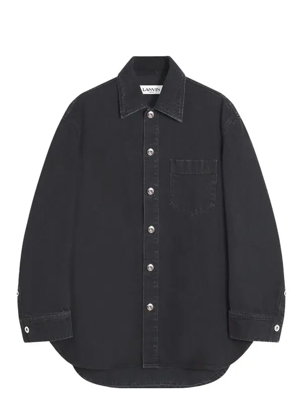 LANVIN Cocoon Button-up Denim Shirt - Black
