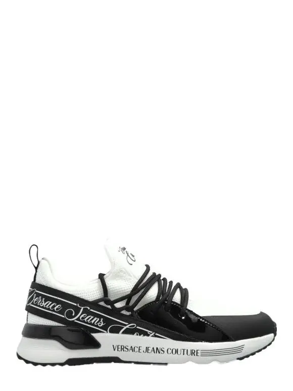Versace Logo Printed Low-top Sneakers - Black