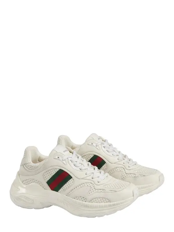 Gucci Web Detailed Lace-up Sneakers - White