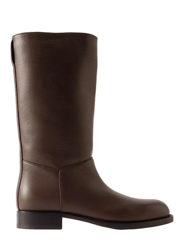 THE ROW Nobilis Textured Leather Boots - Brown