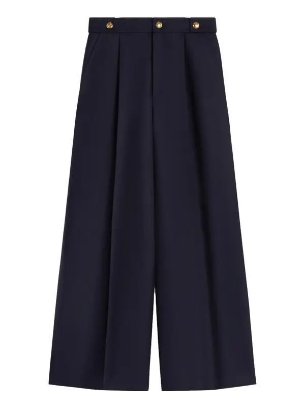 Celine Wool Gabardine Taillat Pants - Navy Blue