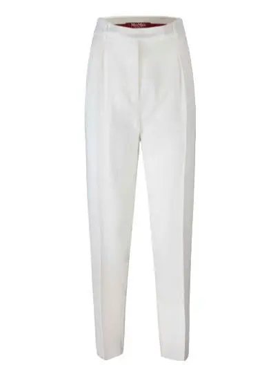Max Mara Pleated Detailed Tapered Trousers - White