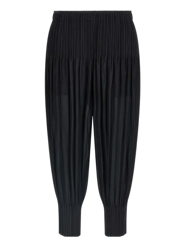 Issey Miyake Cropped Pleated Trousers - Black