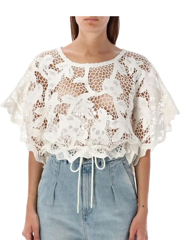 Zimmermann Golden Crochet Lace Top - Multicolor