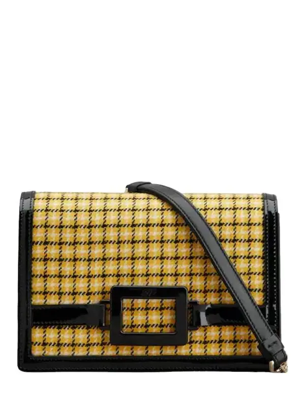 ROGER VIVIER Checked Foldover Clutch Bag - Black