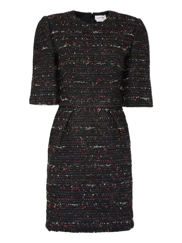 Alexander McQueen Tweed Waist Dress - Black