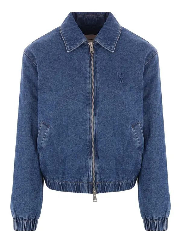 Ami De Coeur Zipped Denim Jacket - Blue