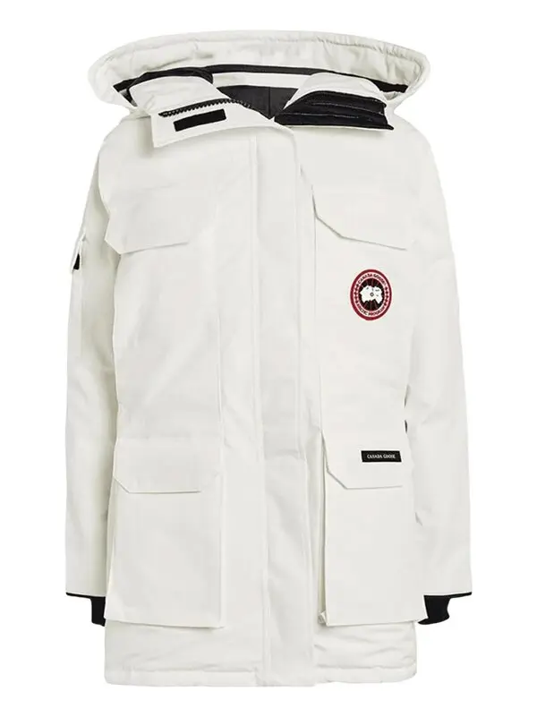 Canada Goose Expedition Long Sleeve Down Jacket With Adjustable Hood - White