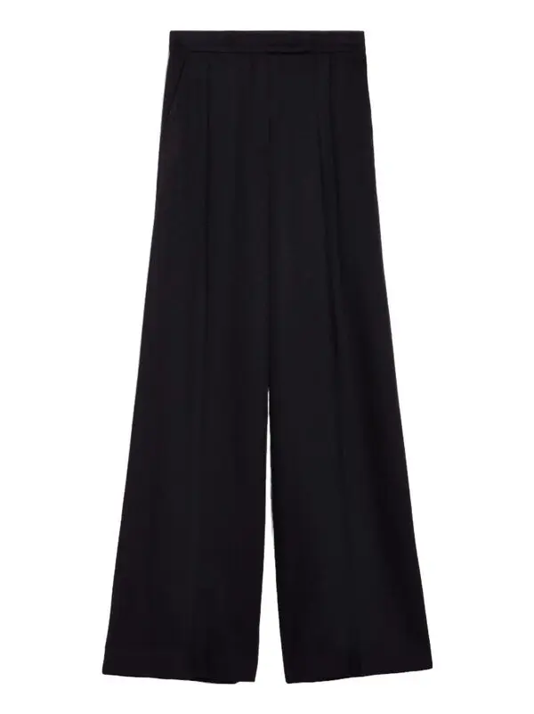 Max Mara Wide Leg Pleated Trousers - Black