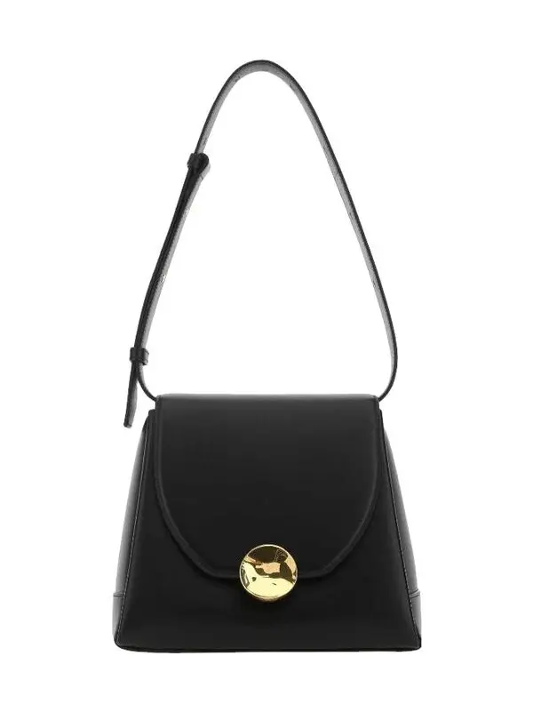 JIL SANDER Logo Detailed Foldover Shoulder Bag - Black
