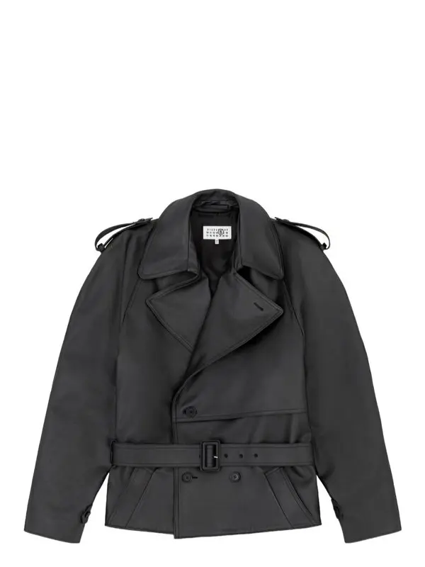 MAISON MARGIELA Leather Double-breasted Jacket - Black