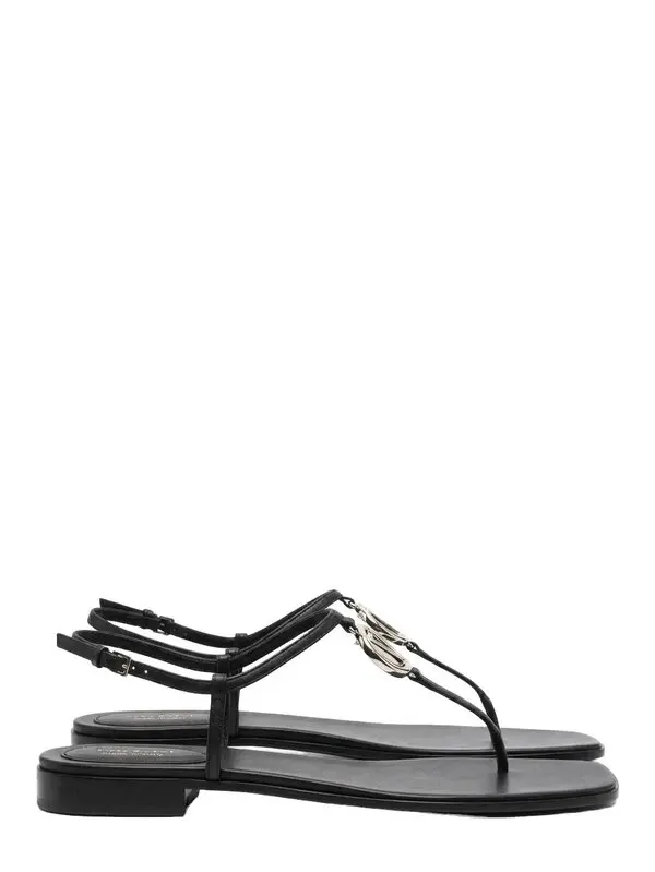 Gucci Logo Plaque Thong Sandals - Black