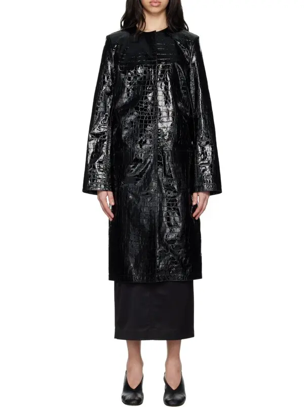 TOTEME Crocodile-embossed Coat - Black