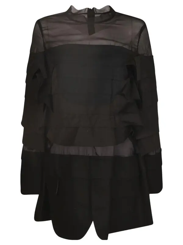 Sacai Layered-effect A-line Mini Dress - Black
